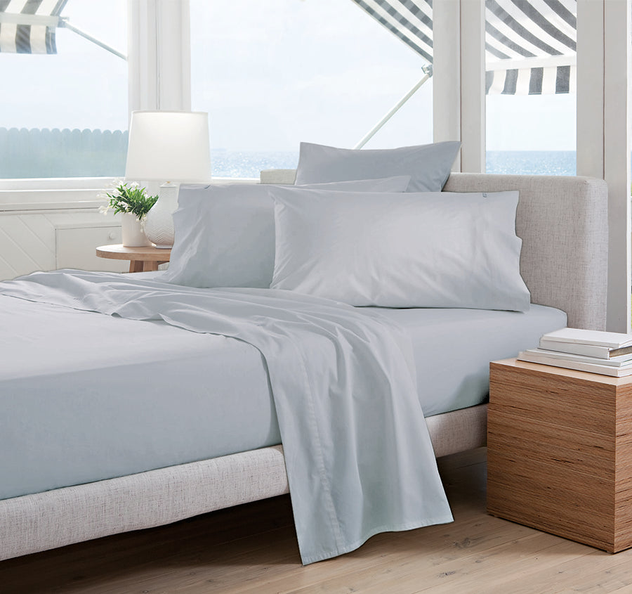 Oxford 300TC Crisp Cotton Percale Sheet Set Range Breeze Blue – The ...