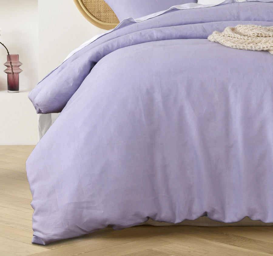 Stonewashed French Linen Quilt Cover Set Range Lilac – The Hotel Linen Co